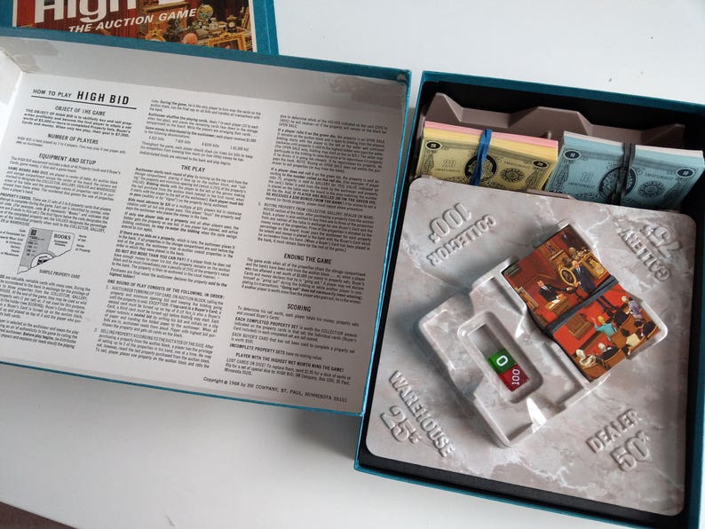 High-bid: the Auction Game A 3M Bookshelf Game 1965 - Etsy