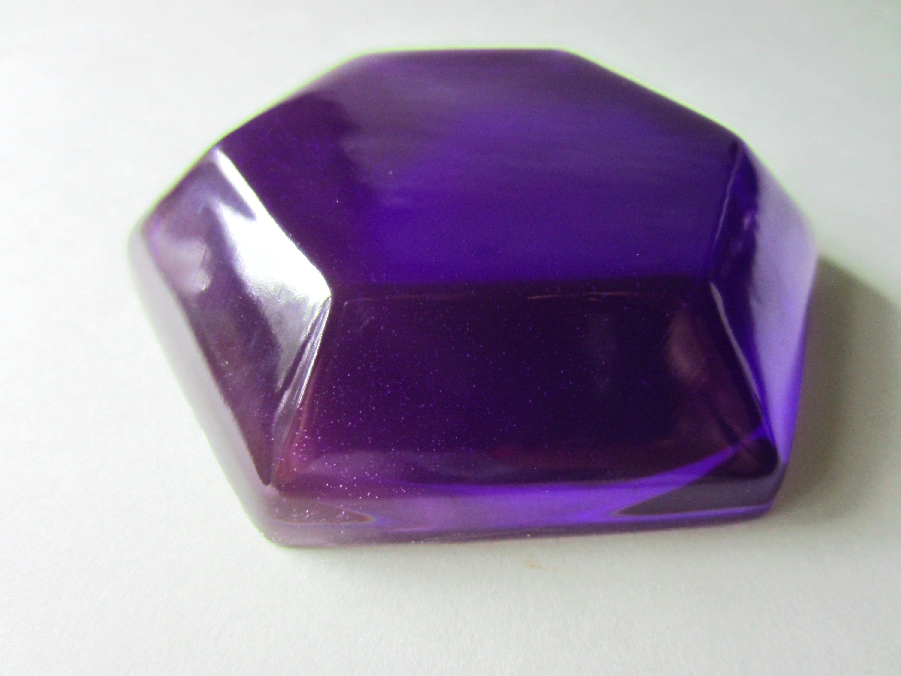 Large Hexagon Gem, Cosplay Gem, Flat Back Jewel, Amethyst Cabochon for ...