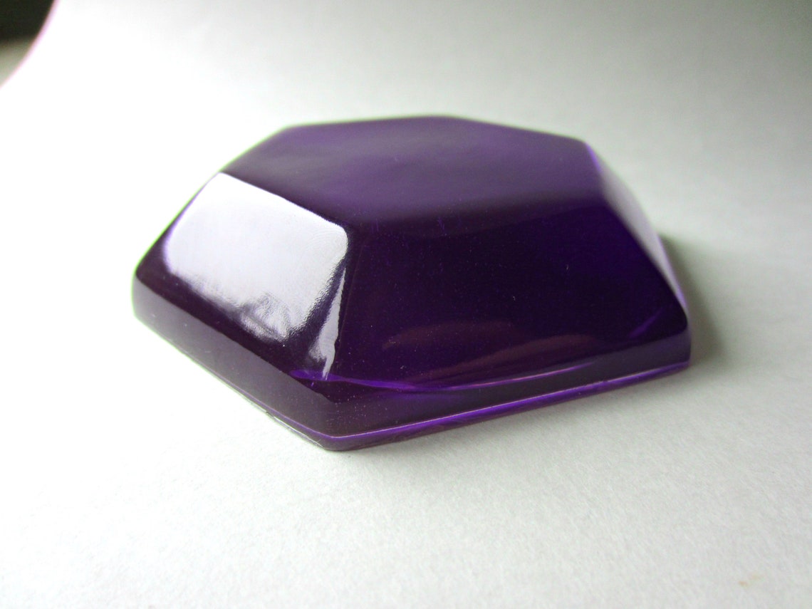 Large Hexagon Gem, Cosplay Gem, Flat Back Jewel, Amethyst Cabochon for ...