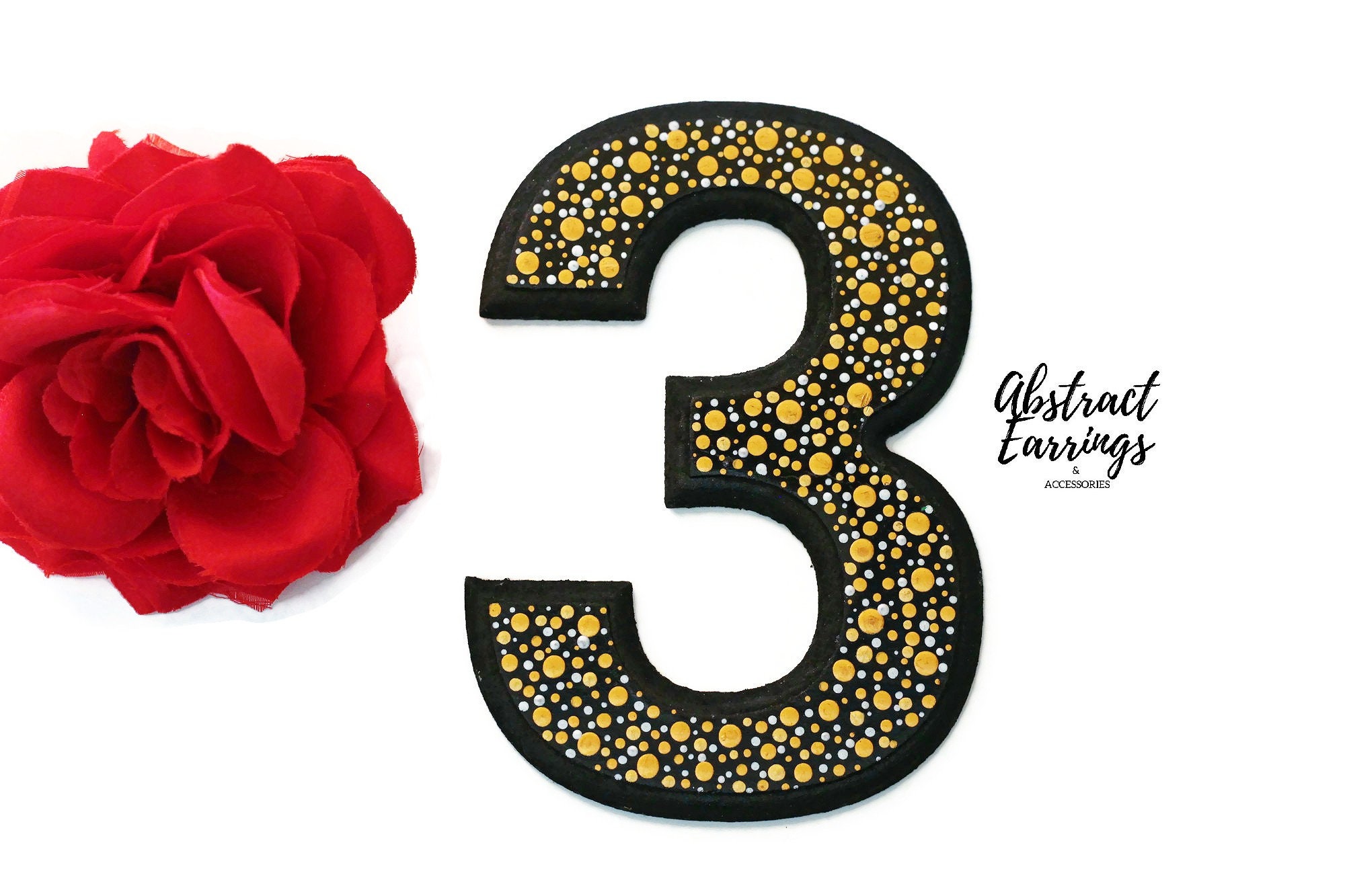 Number 3 Party Sign 3rd Anniversary Decoration Black Gold - Etsy
