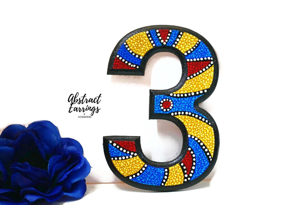 Hand Painted Number 3 Sign: Colorful Dot Art, 3rd Birthday Decor - Etsy