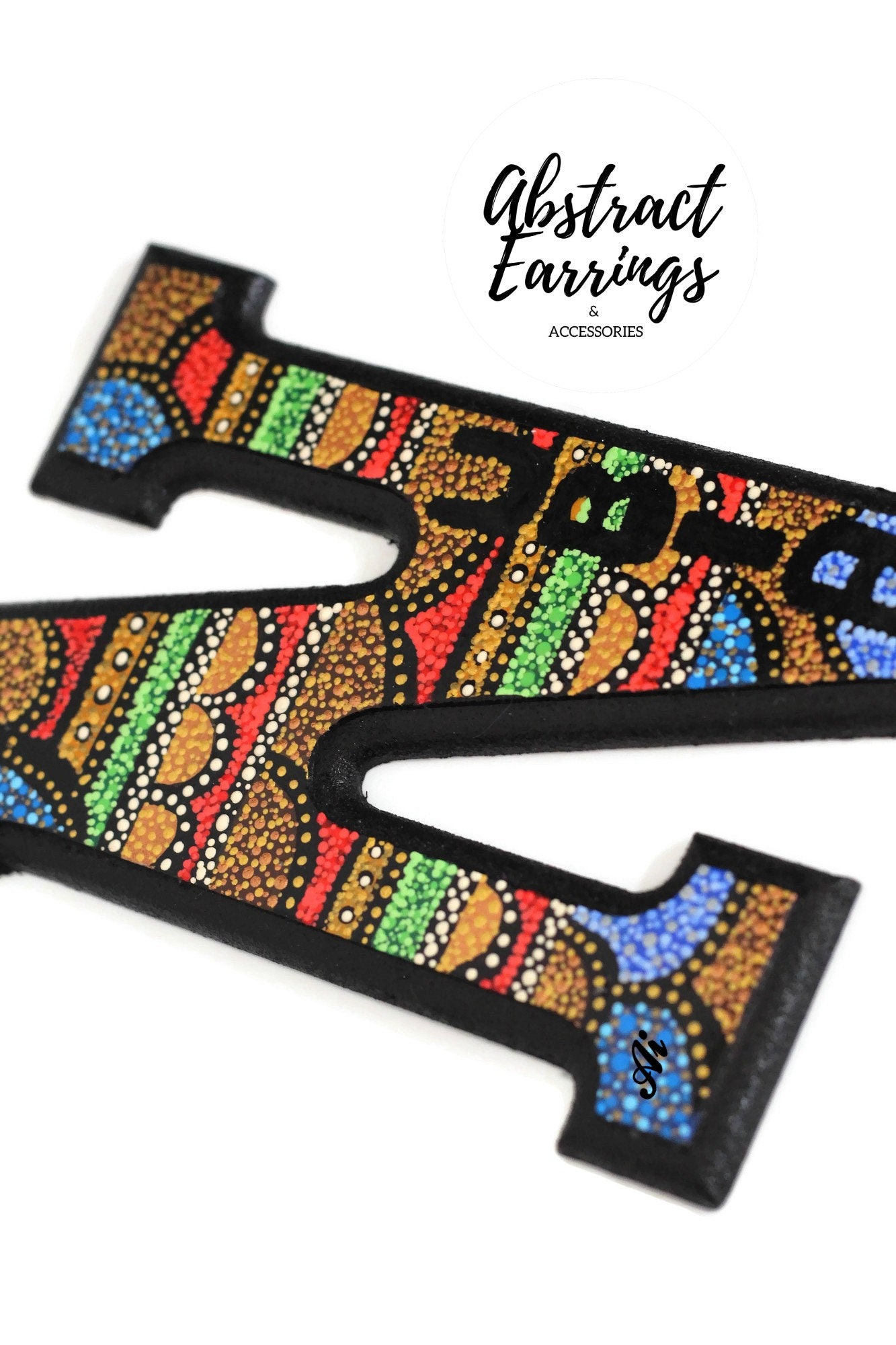 Hand Painted Nubian Art Decor Wooden Letter N Plaque Colorful African ...