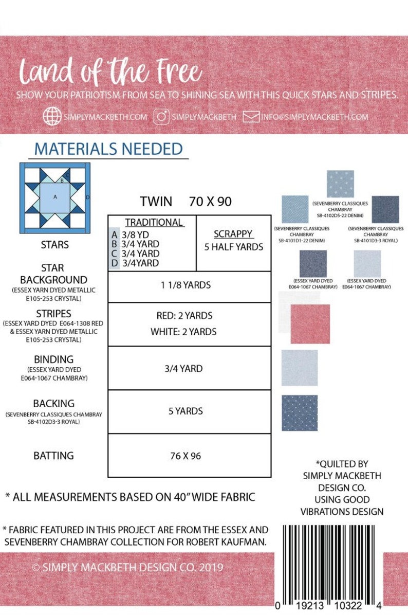 Land of the Free Quilt Pattern PDF | Etsy