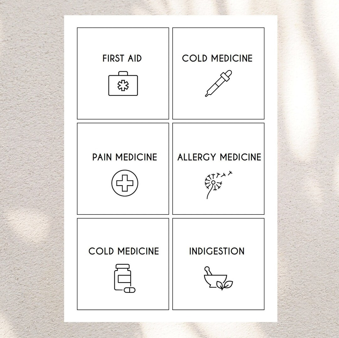 Set of 12 Labels | Medicine Cabinet Organization | 3 Inch Labels | US ...