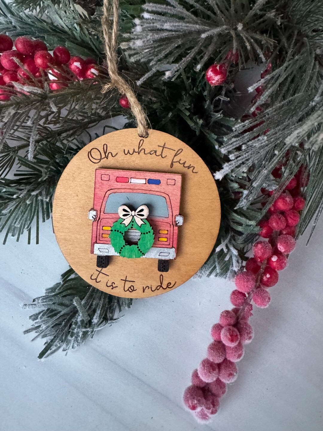 Ambulance Christmas Ornament, EMT Christmas Ornament – Hand Painted ...