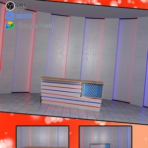 4K American Studio Backdrop With LED Lighting for Streaming Platforms ...