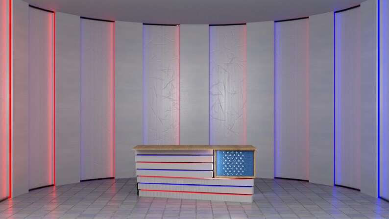 4K American Studio Backdrop With LED Lighting for Streaming Platforms ...