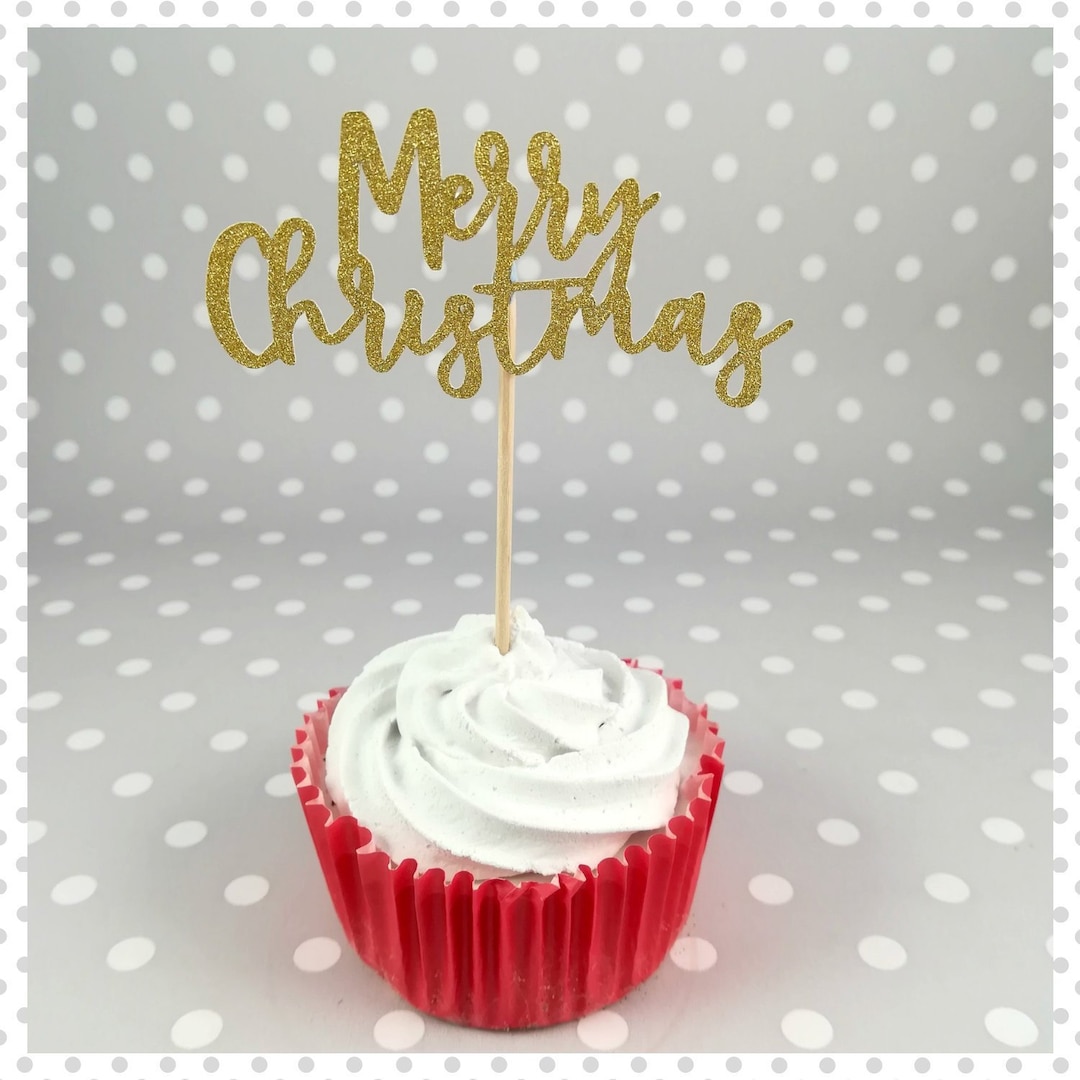 Merry Christmas Cupcake Toppers, Modern Style With/without Holly - Etsy