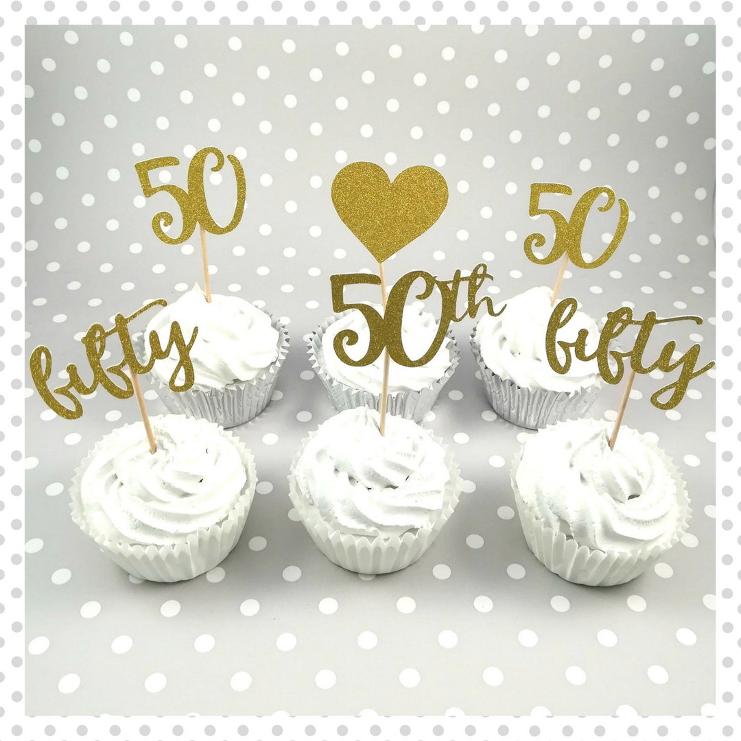 50th Wedding Anniversary Cupcake Toppers - Etsy