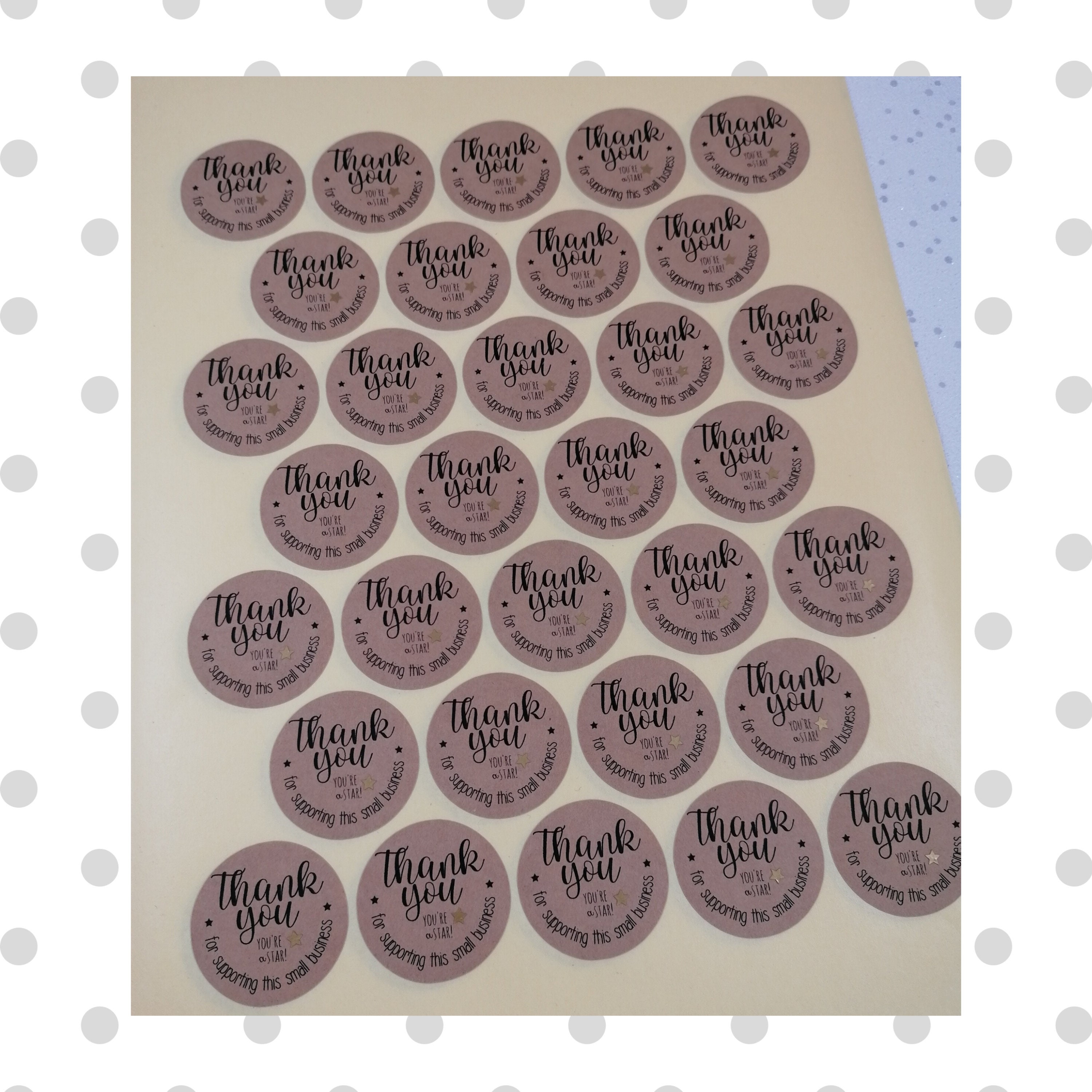 Thank You Stickers Kraft Paper With Mini Gold Star | Etsy