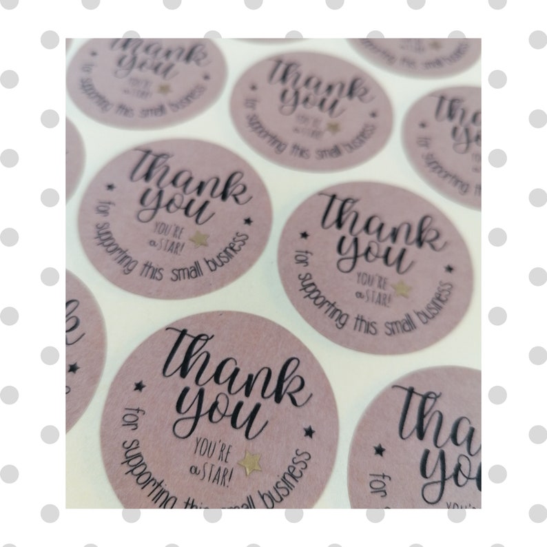Thank You Stickers Kraft Paper With Mini Gold Star | Etsy