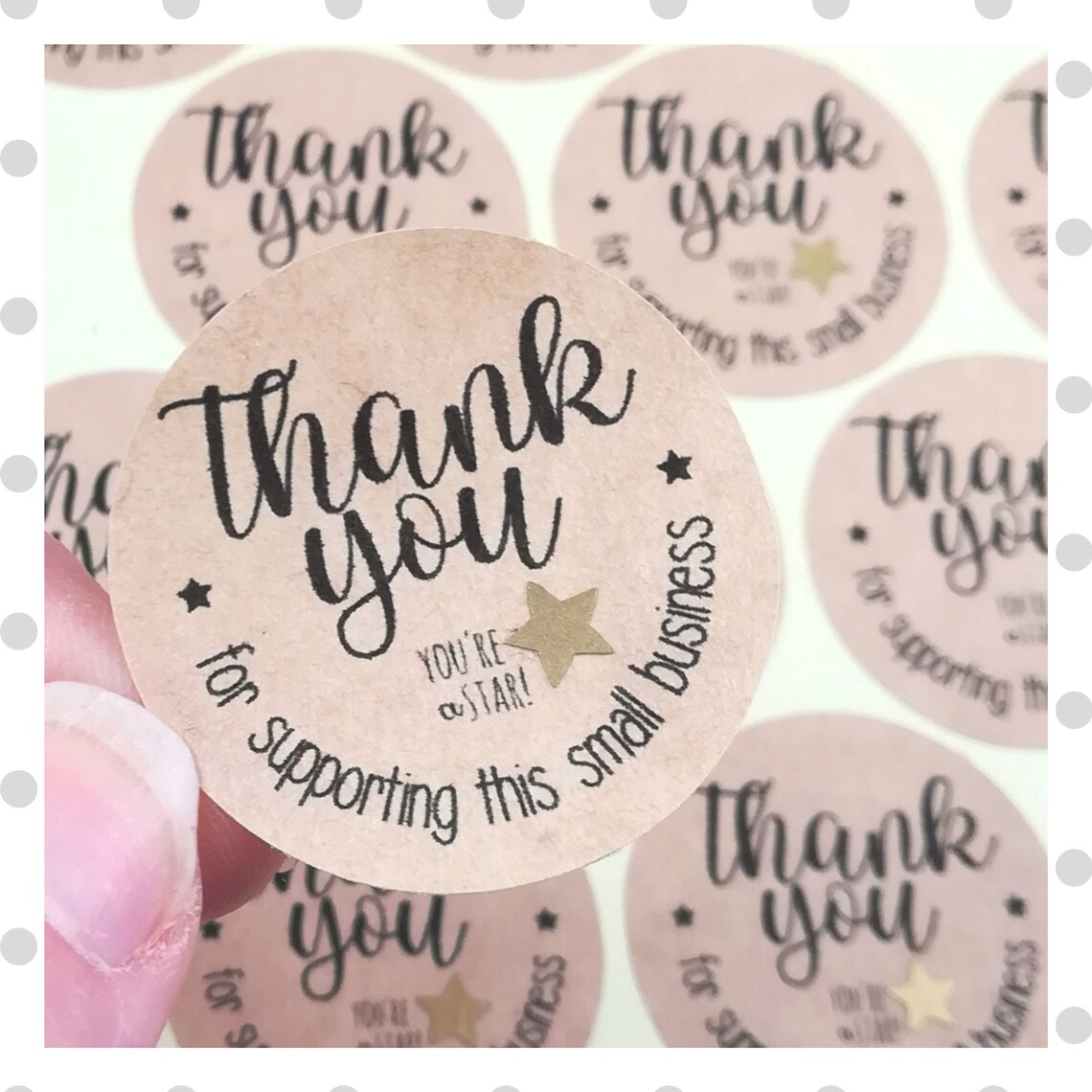 Thank You Stickers Kraft Paper With Mini Gold Star - Etsy