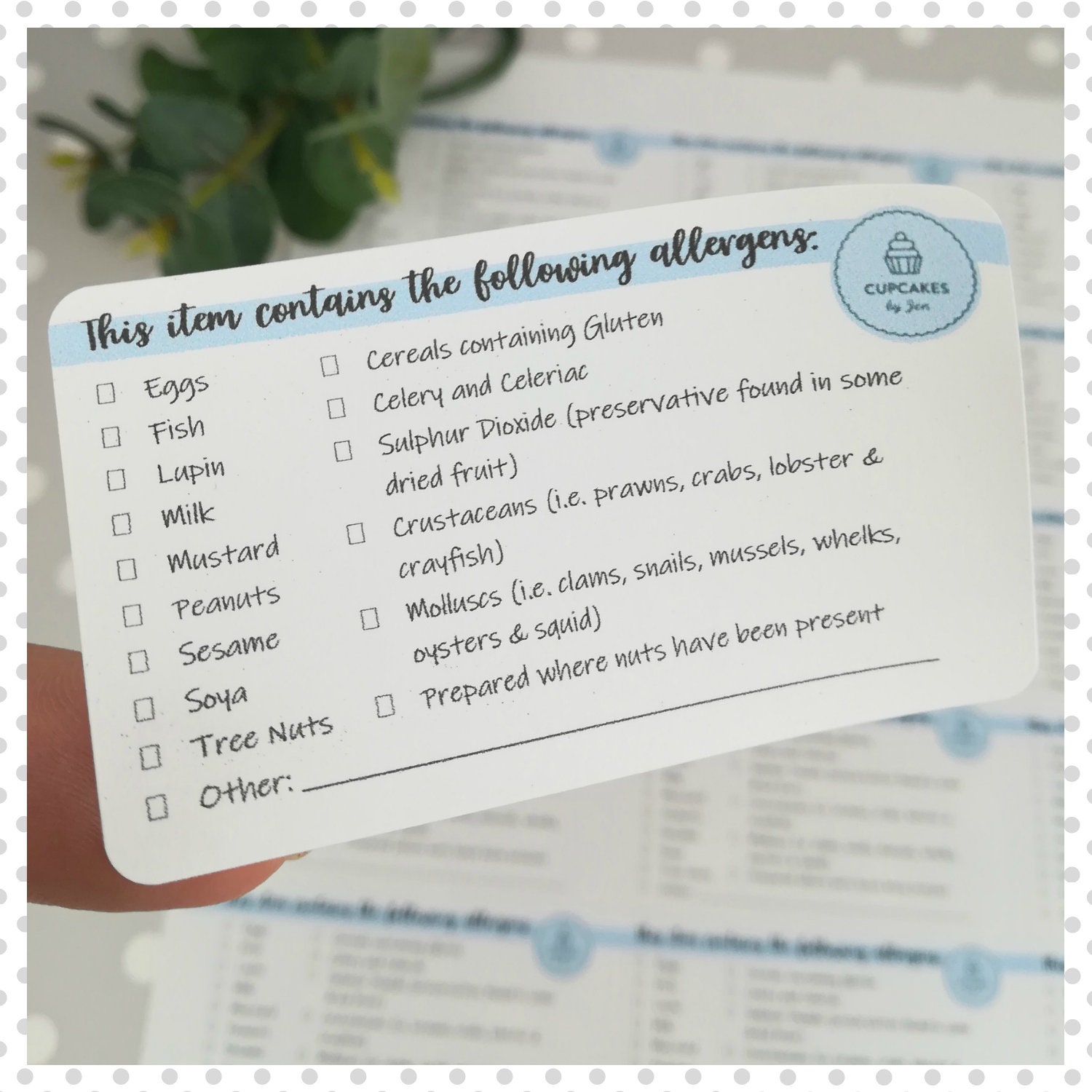 Small Personalised Allergen Labels for Cake Makers Broad - Etsy