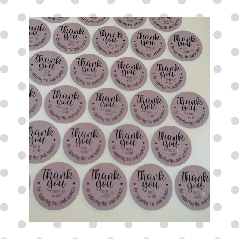 Thank You Stickers Kraft Paper With Mini Gold Star | Etsy
