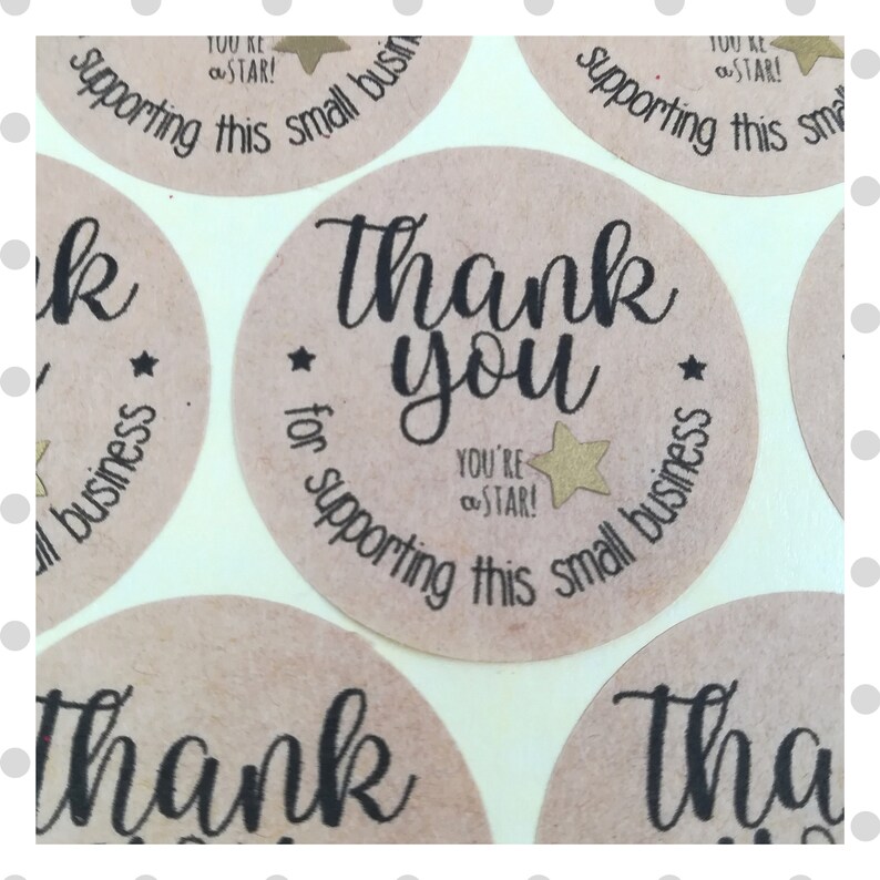 Thank You Stickers Kraft Paper With Mini Gold Star | Etsy