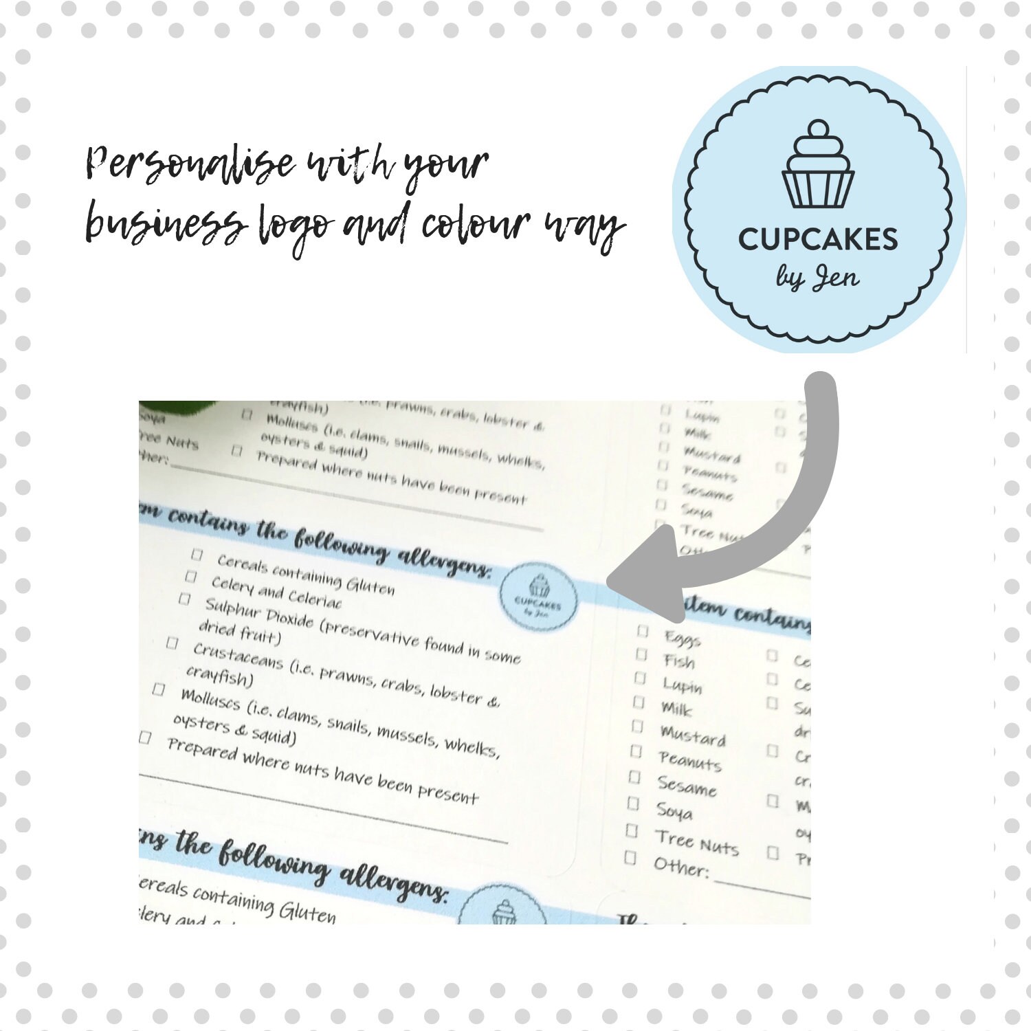 Small Personalised Allergen Labels for Cake Makers Broad - Etsy