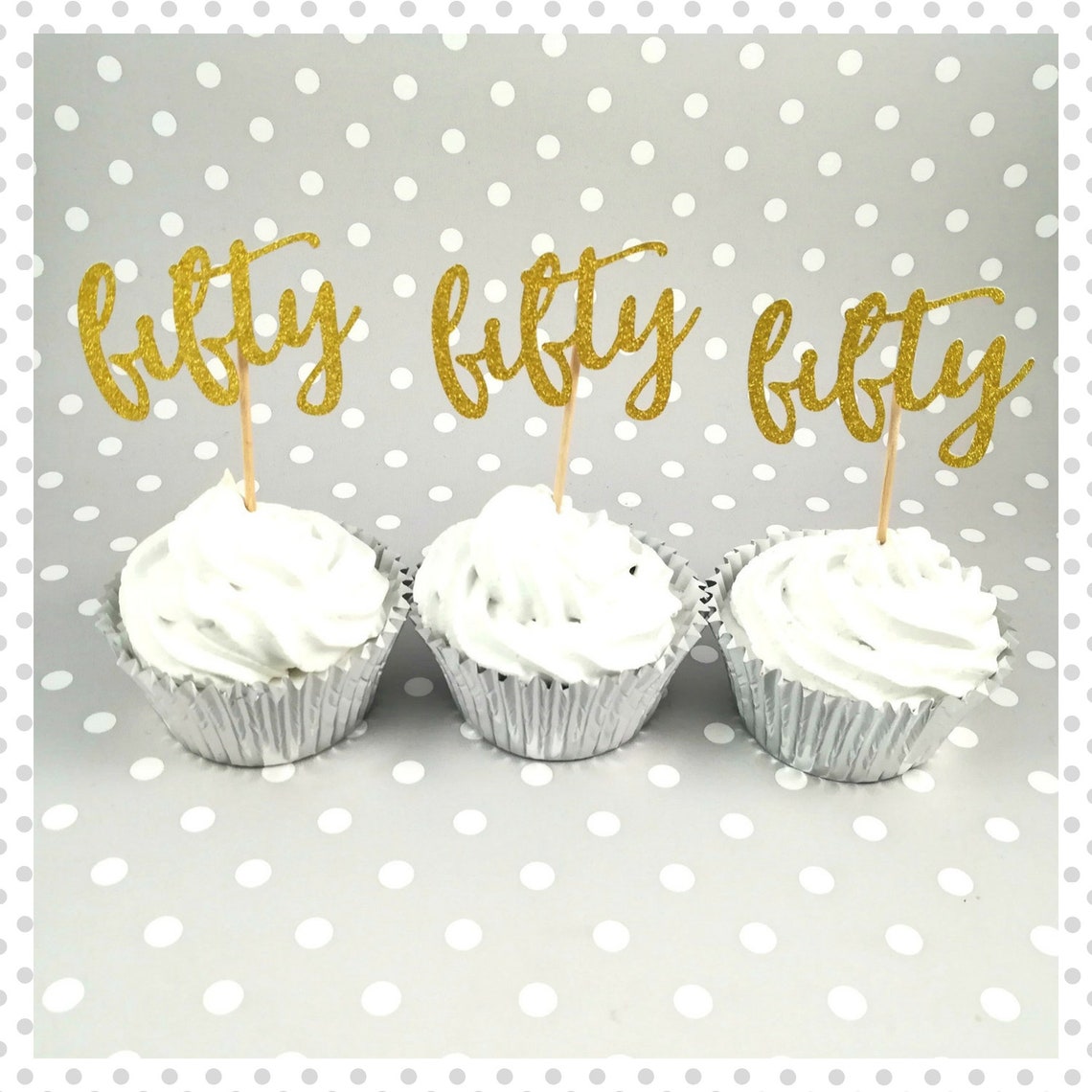 50th Wedding Anniversary Cupcake Toppers | Etsy