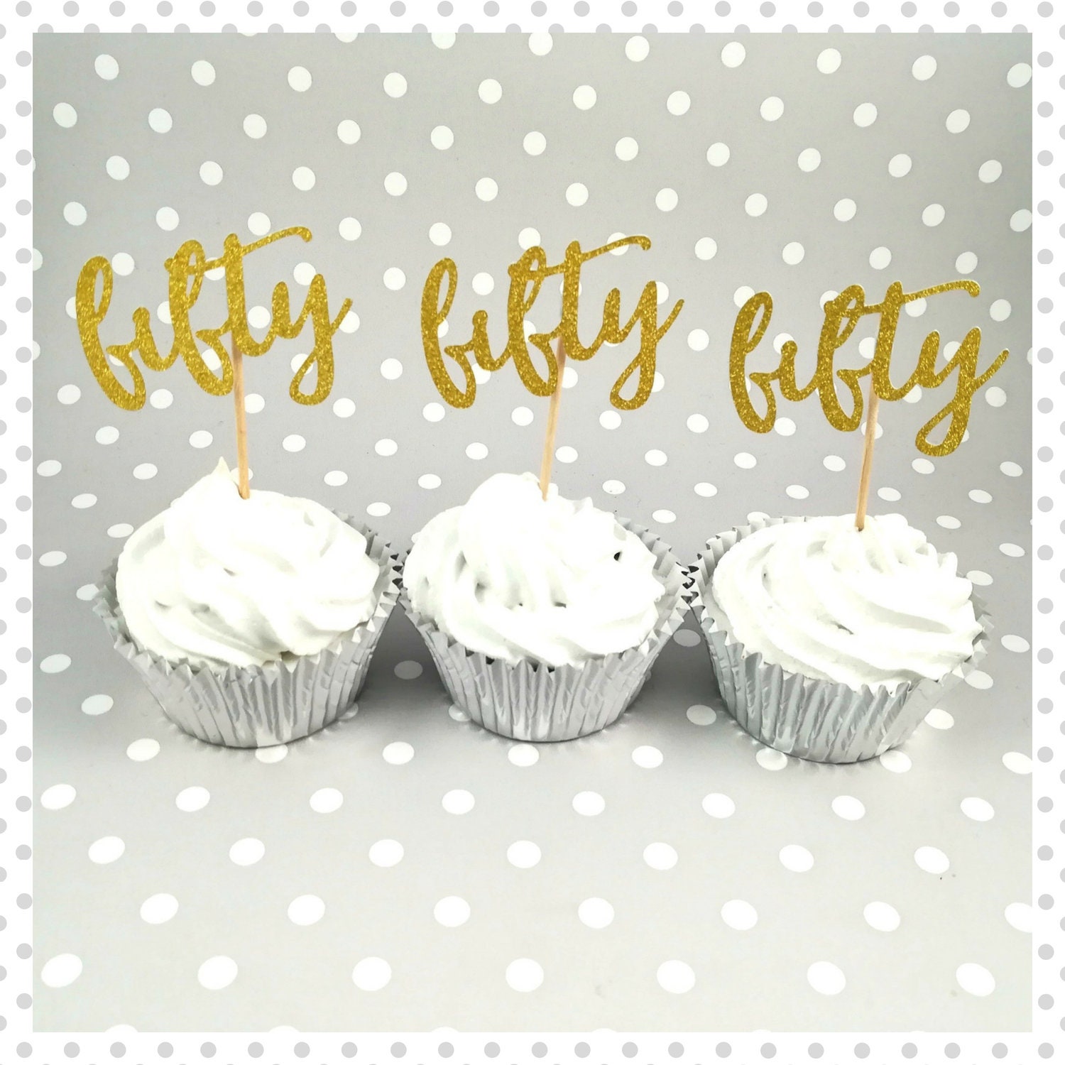 50th Wedding Anniversary Cupcake Toppers | Etsy