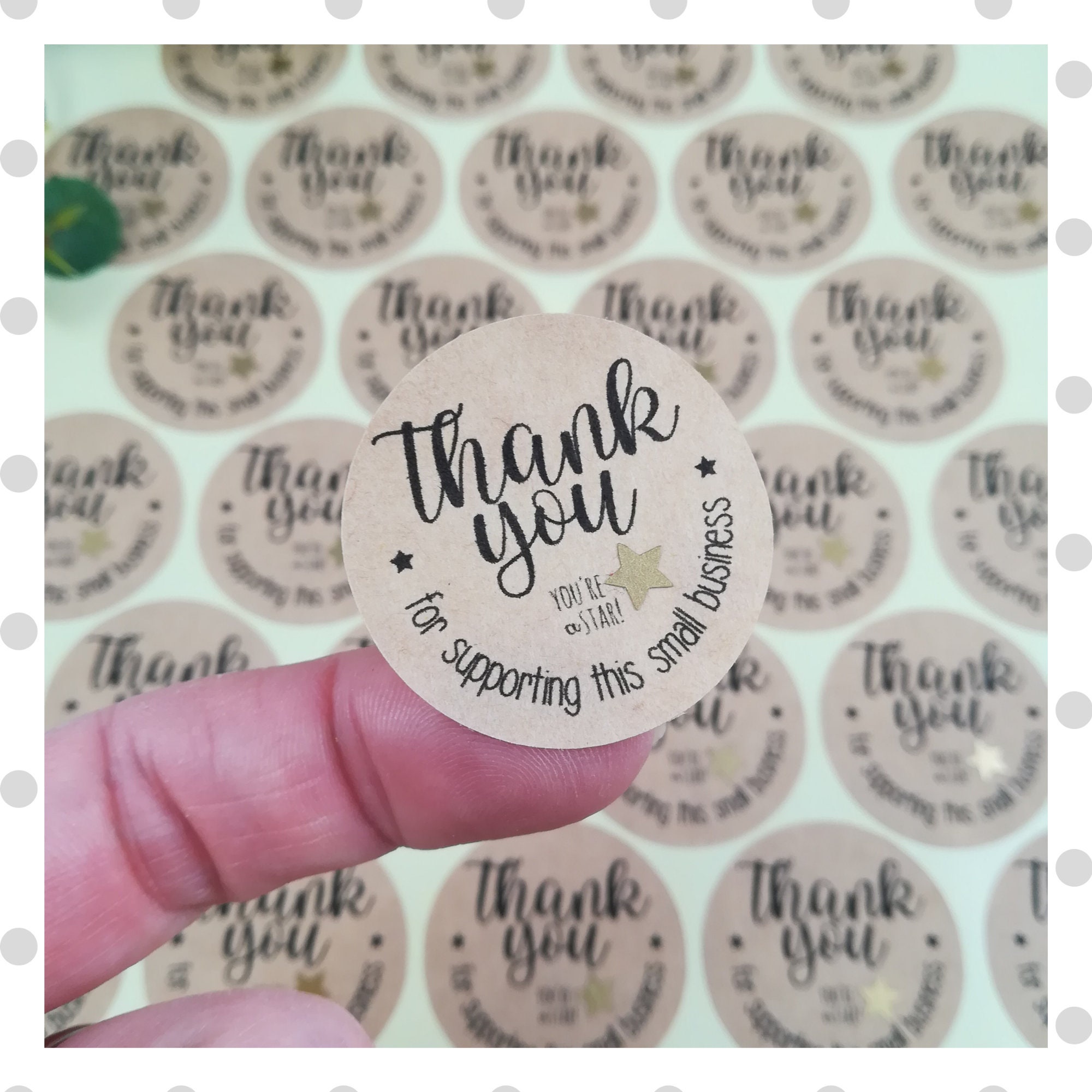 Thank You Stickers Kraft Paper With Mini Gold Star | Etsy