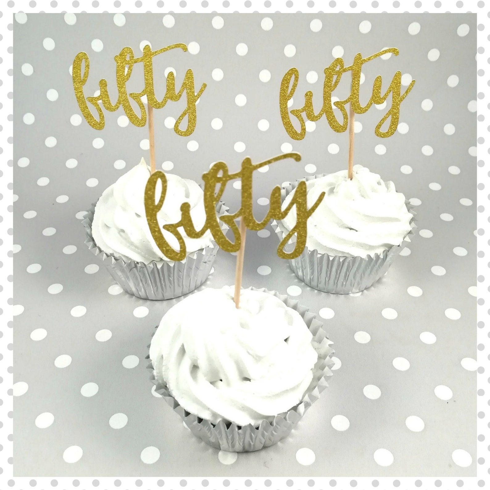 50th Wedding Anniversary Cupcake Toppers - Etsy