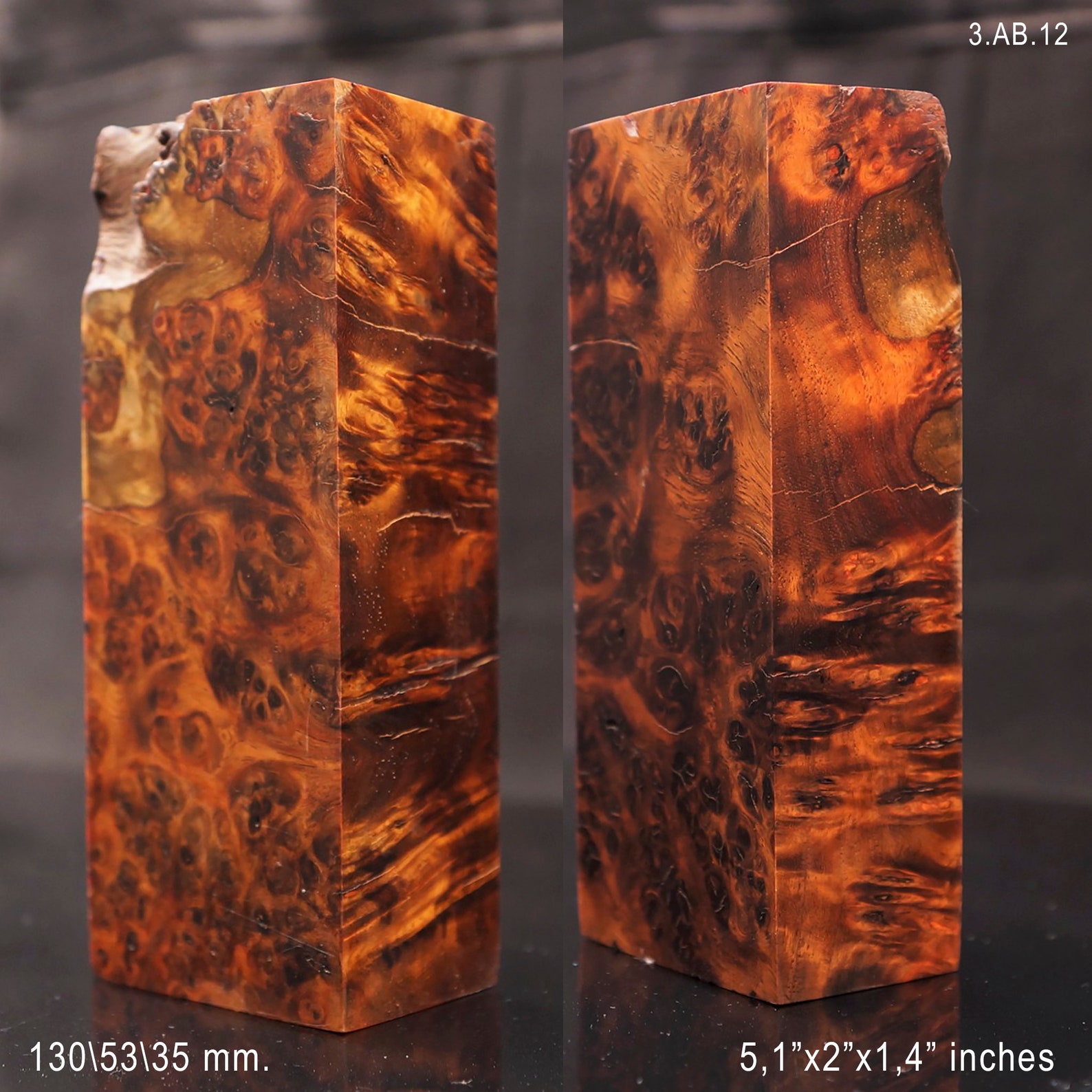 AMBOYNA BURL STABILIZED Wood Very Rare Premium Blank for | Etsy