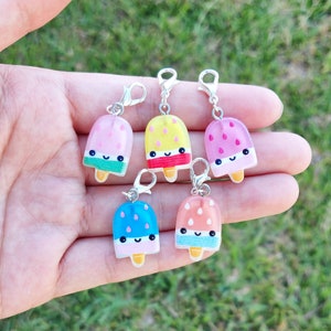 Kawaii Popsicle Charm - Cute Summer Popsicle - Smiling Face Ice Cream ...