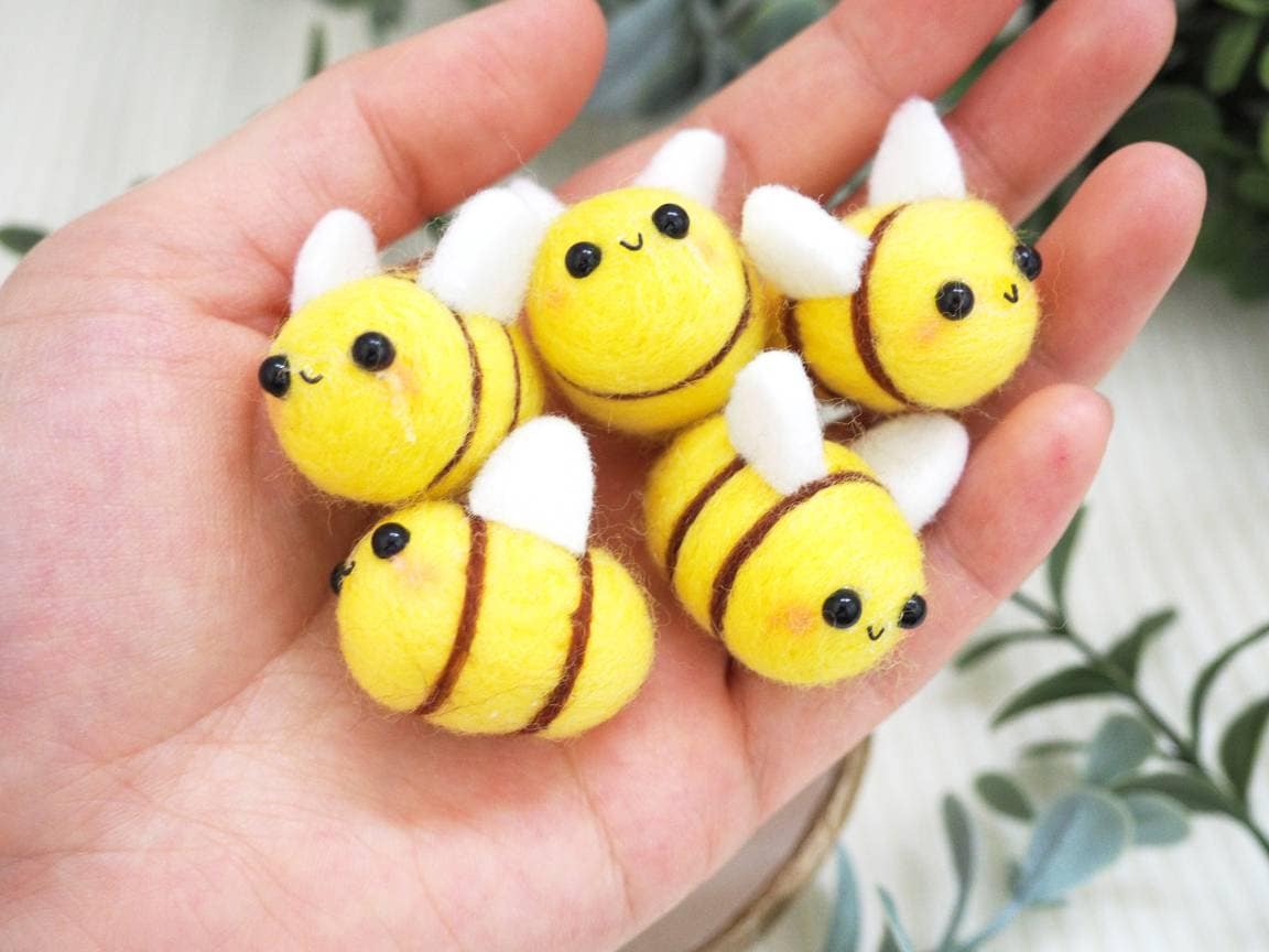 Kawaii Felted Bee Bee Wool Cute Bee Miniature Bee | Etsy