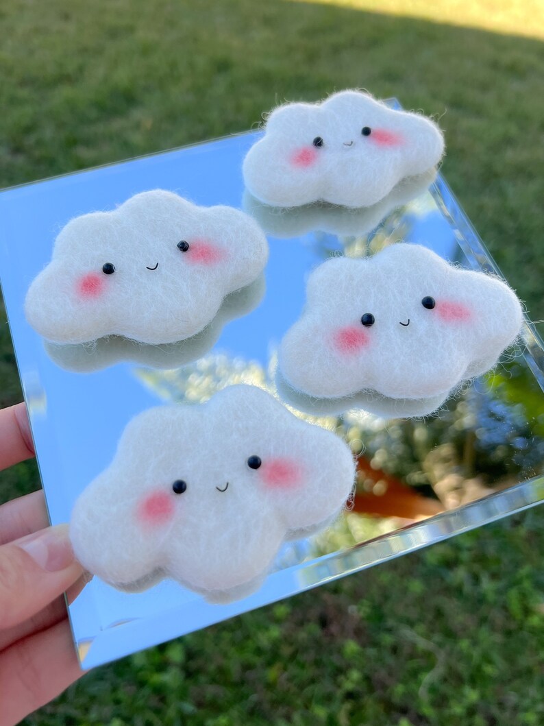 Kawaii Felted Cloud - Cloud Wool - Puffy Cloud - Miniature Cloud ...