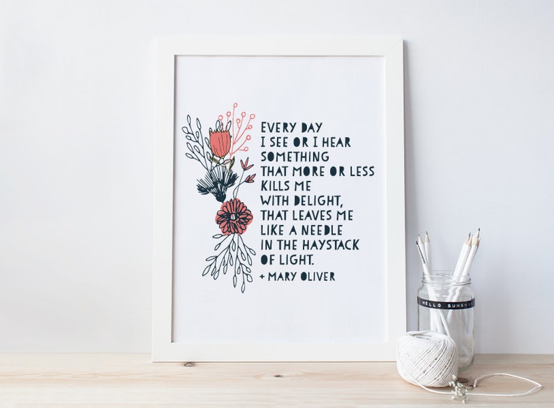 Mary Oliver Poetry, mindful Printable Art, Instant Download, Poetry ...
