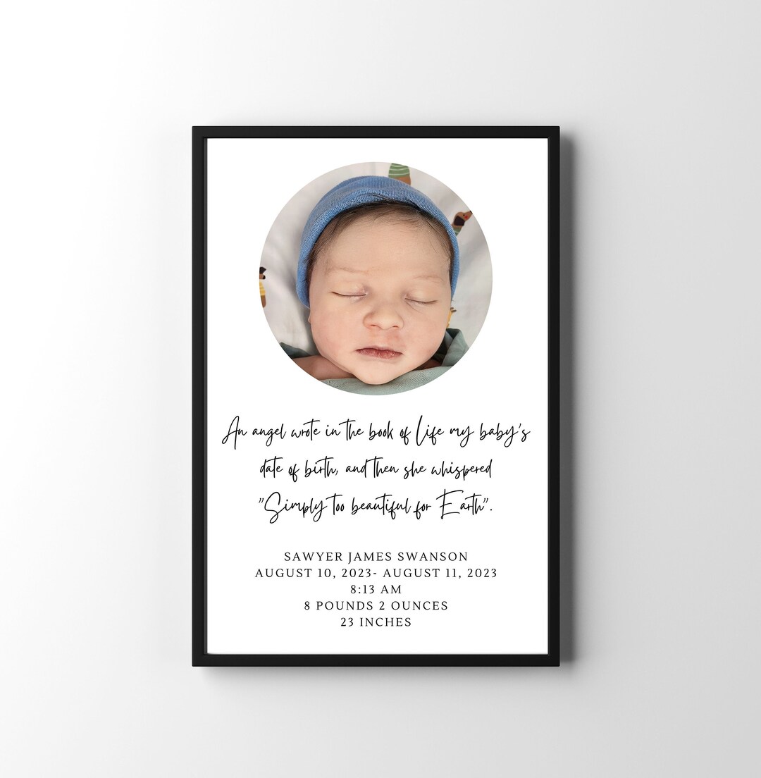 CUSTOM Angel Baby Poster for Loss Parents Gift, Memorial/funeral ...