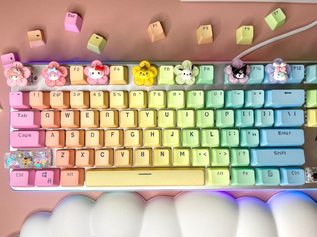 3D Sanrio Flower Mechanical Keyboard Artisan Key Caps Cinnamaroll ...