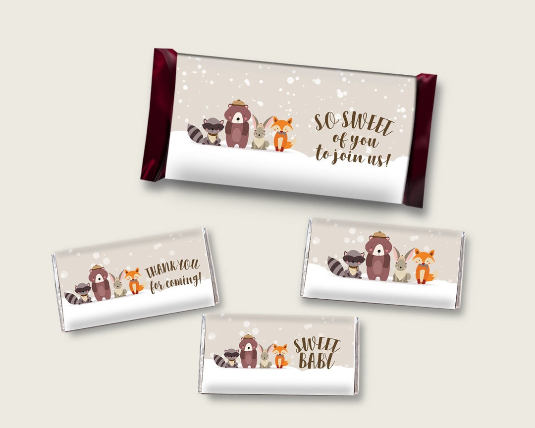 Winter Woodland Hershey Candy Bar Wrapper Printable, Beige Brown ...