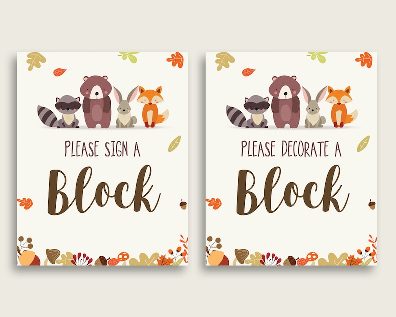 Brown Beige Please Sign A Block Sign and Decoarate A Block | Etsy