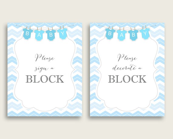 Blue White Please Sign A Block Sign and Decorate A Block Sign ...