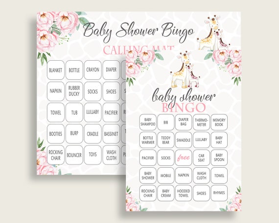 Giraffe Baby Shower Bingo Templates Baby Shower Games & Activities