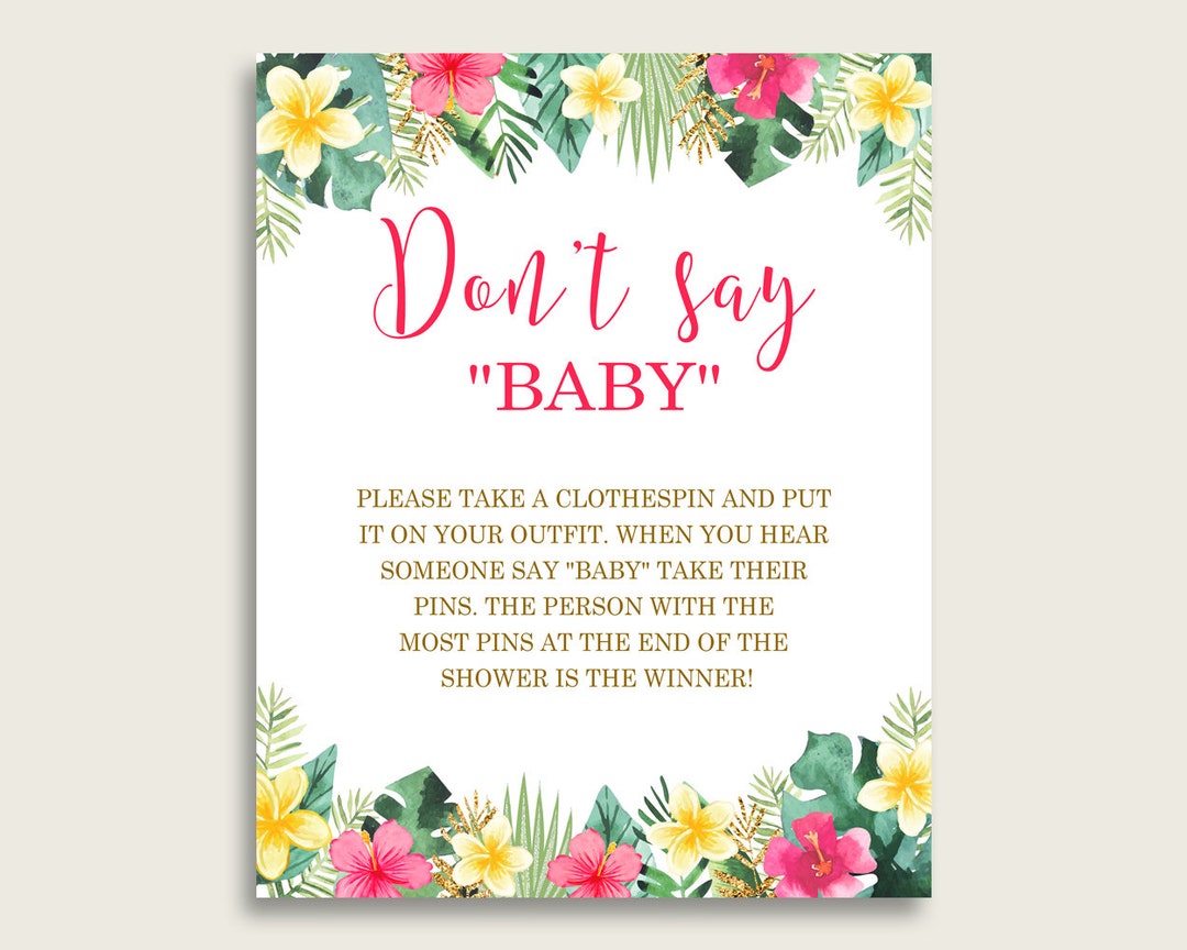 Dont Say Baby Baby Shower Dont Say Baby Hawaiian Baby Shower Dont Say ...