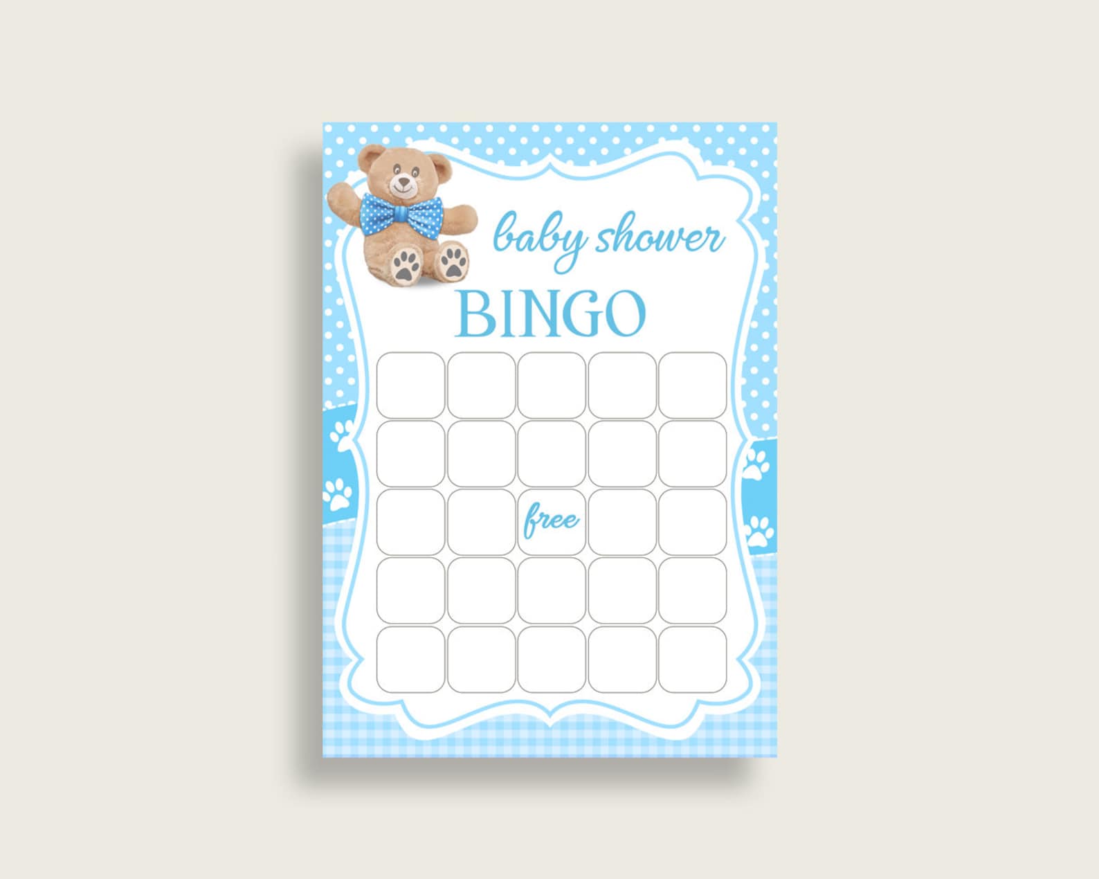 Teddy Bear Baby Shower Bingo Cards Printable Blue Brown Baby | Etsy