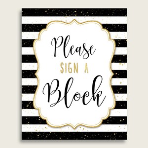 Black Gold Please Sign A Block Sign and Decorate A Block Sign ...
