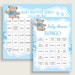 Teddy Bear Baby Shower Bingo Cards Printable, Blue Brown Baby Shower ...