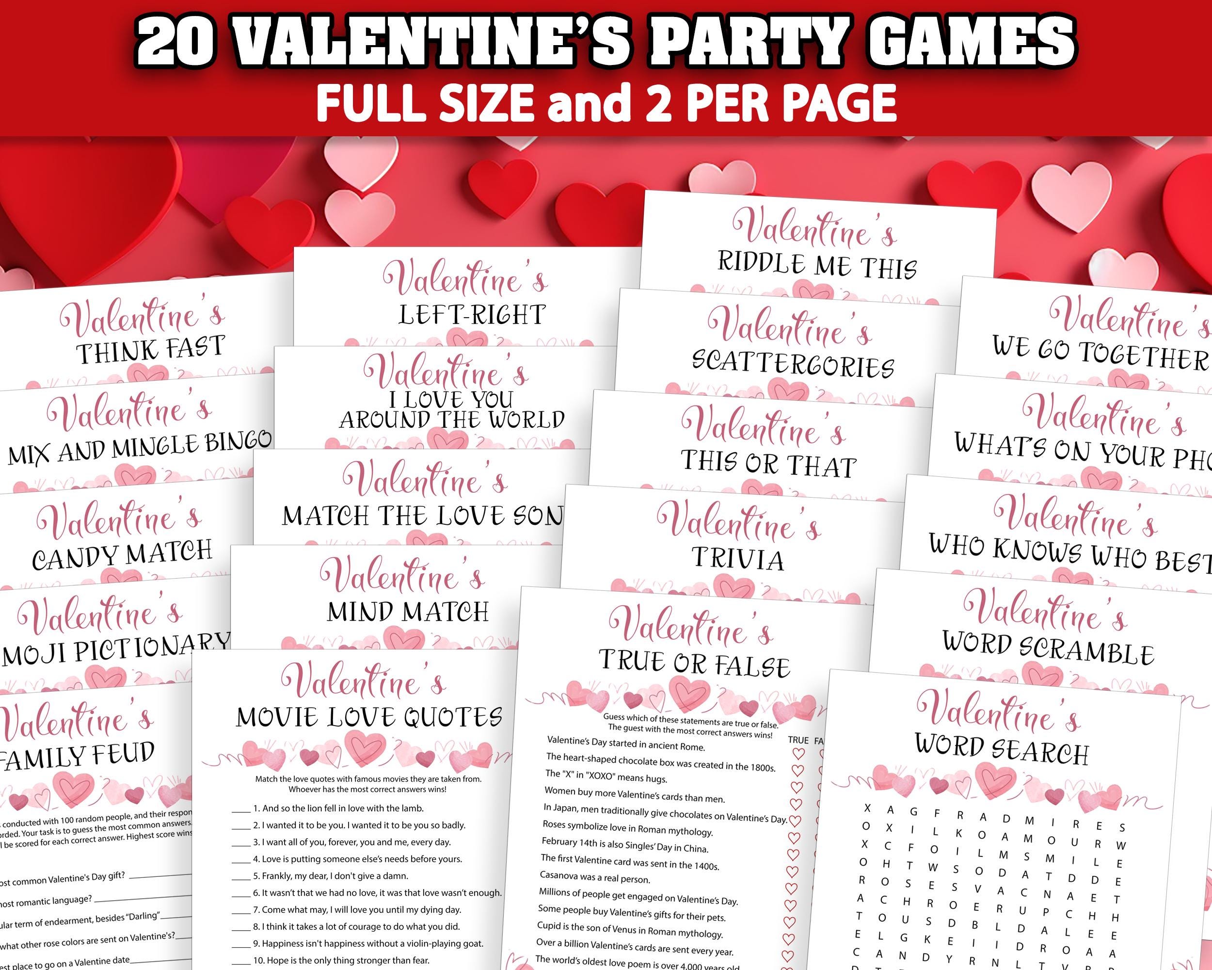Adult Valentines Games Bundle, Printable Valentine's Party Games, Fun ...