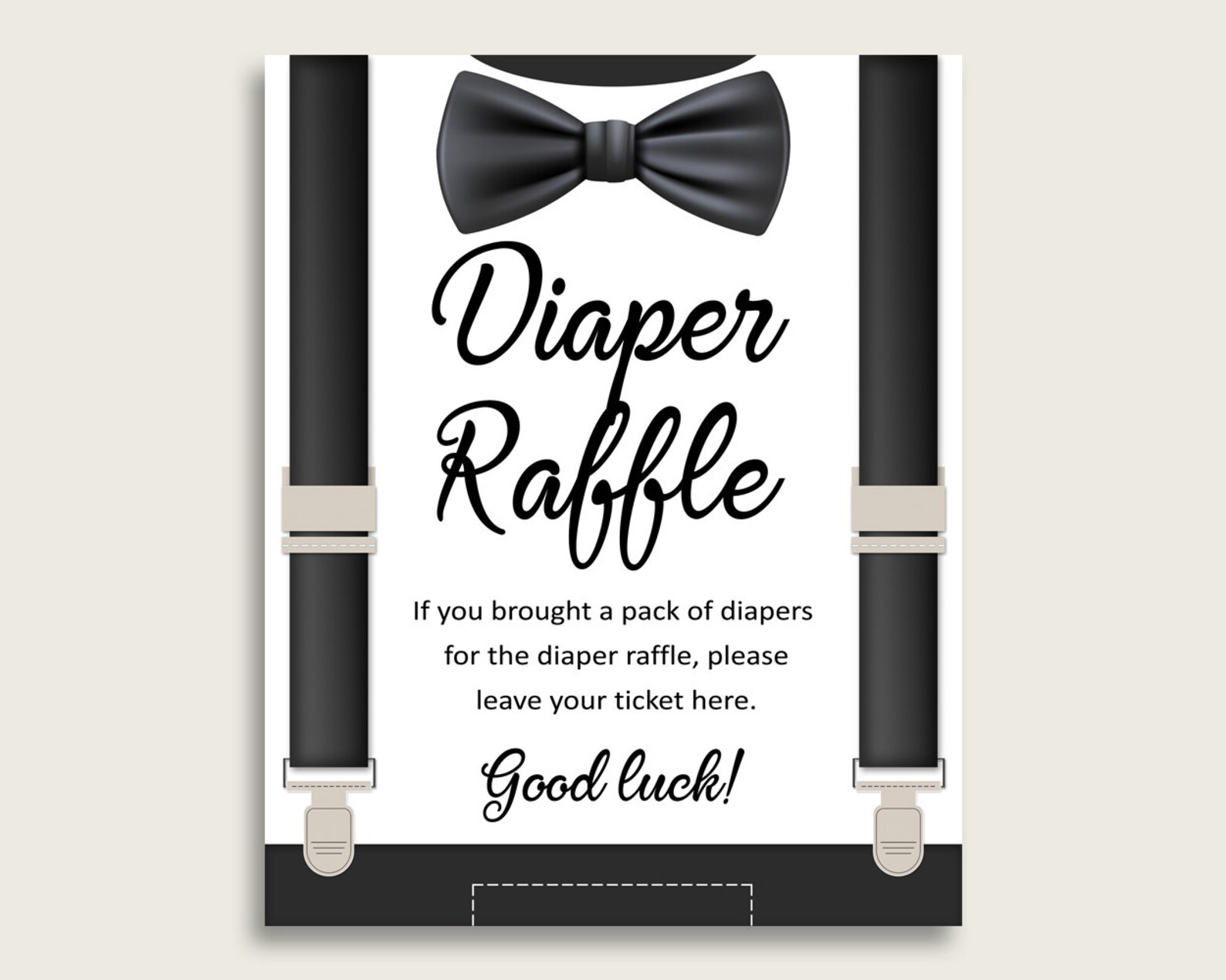 Little Man Baby Shower Diaper Raffle Tickets Game Boy Black | Etsy