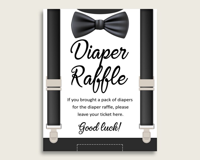 Little Man Baby Shower Diaper Raffle Tickets Game Boy Black | Etsy