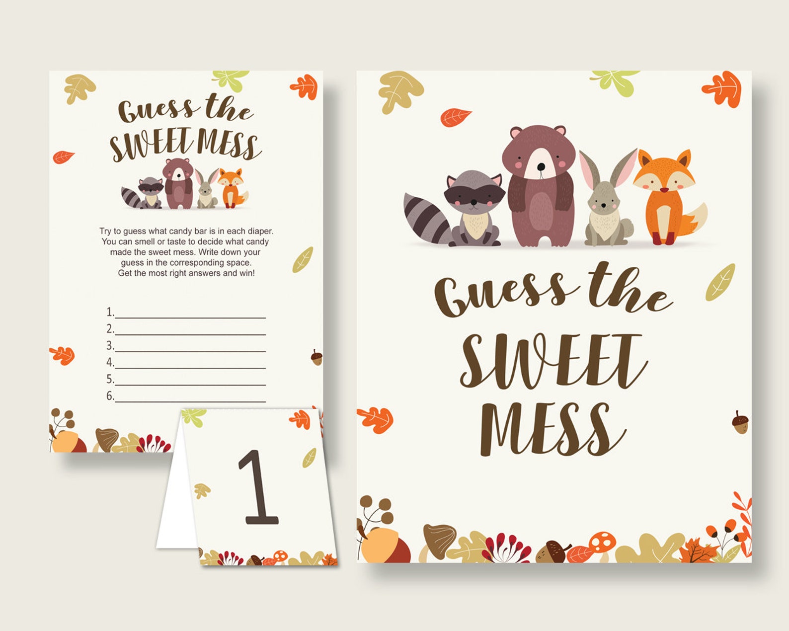 Woodland Guessing Game Baby Shower Gender Neutral Brown Beige - Etsy