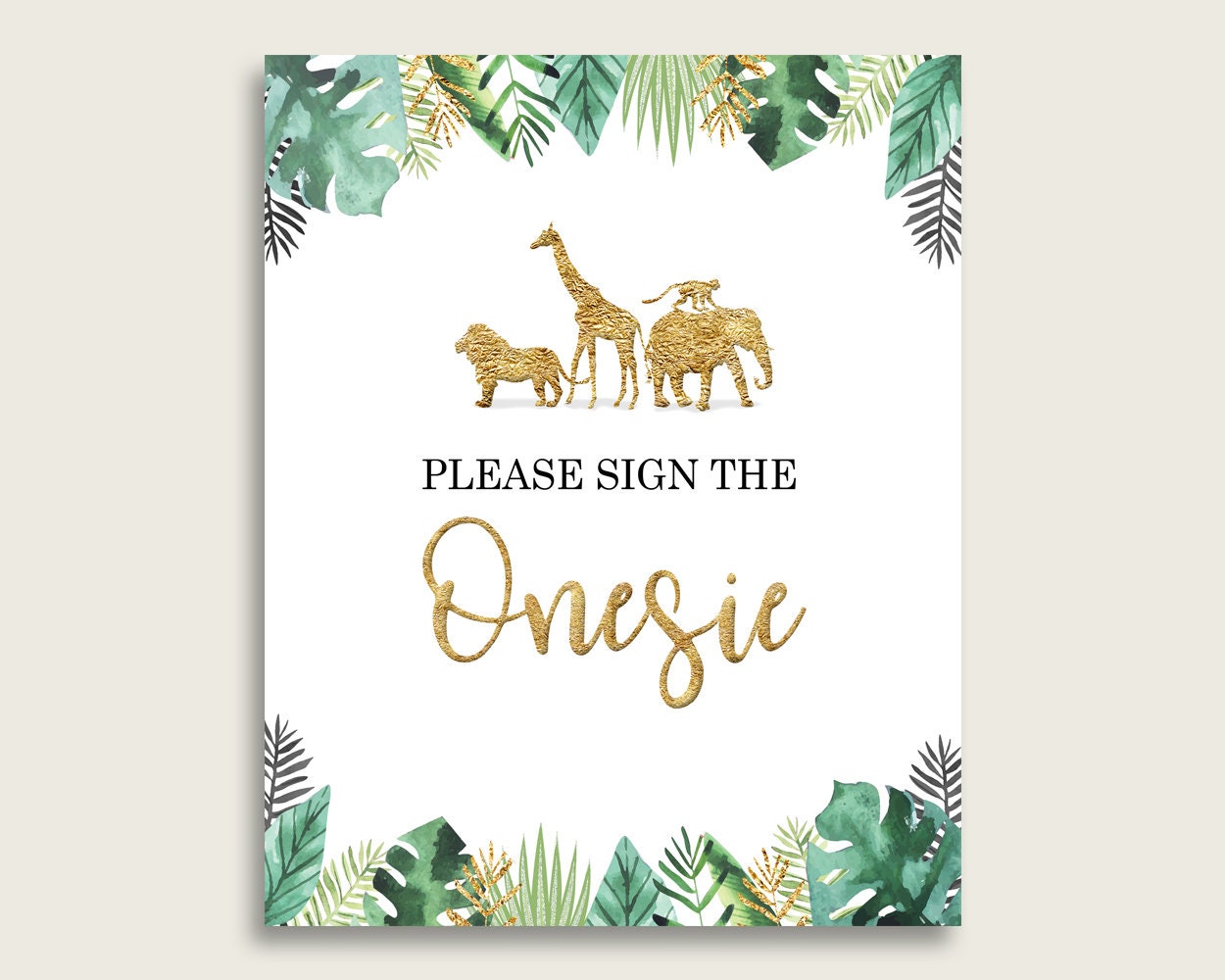 Gold Green Please Sign the Onesie Sign and Design A Onesie Sign ...