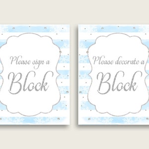 Silver Blue Please Sign A Block Sign and Decorate A Block Sign ...
