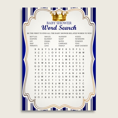 PRINTABLE Royal Baby Shower Game Royal Baby Word Search - Etsy