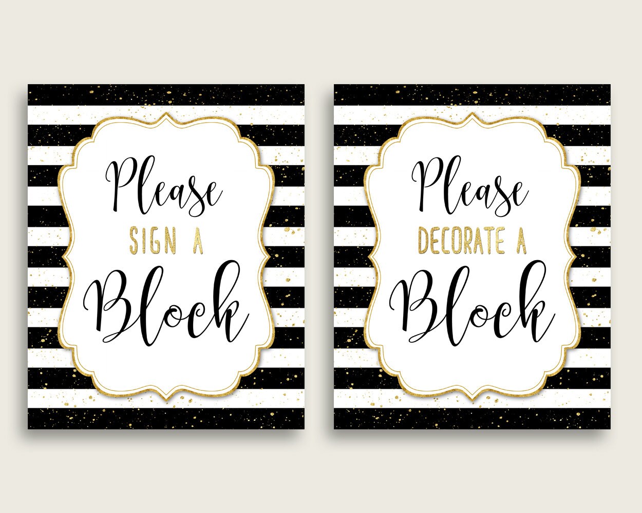 Black Gold Please Sign A Block Sign and Decorate A Block Sign - Etsy