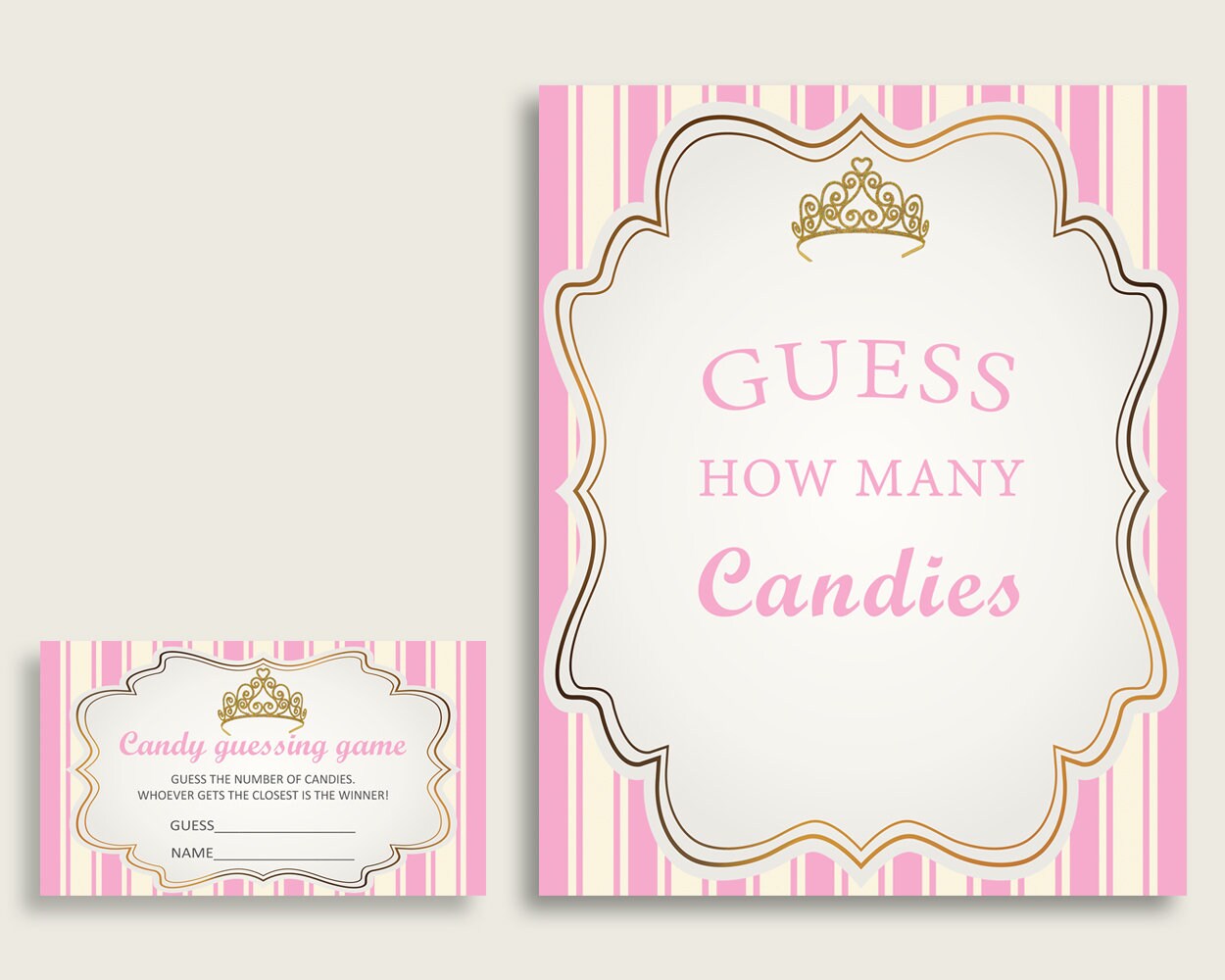Pink Gold Candy Guessing Game Royal Princess Baby Shower Girl - Etsy