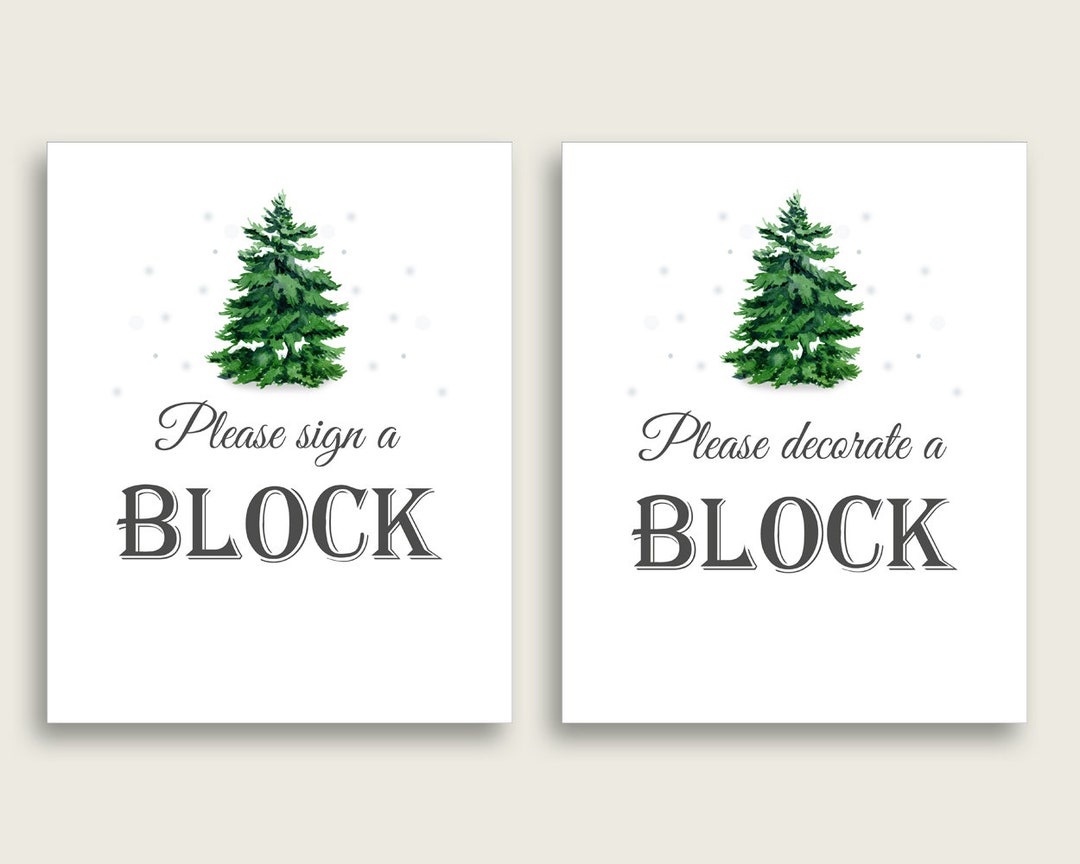 Green White Please Sign A Block Sign and Decorate A Block Sign ...