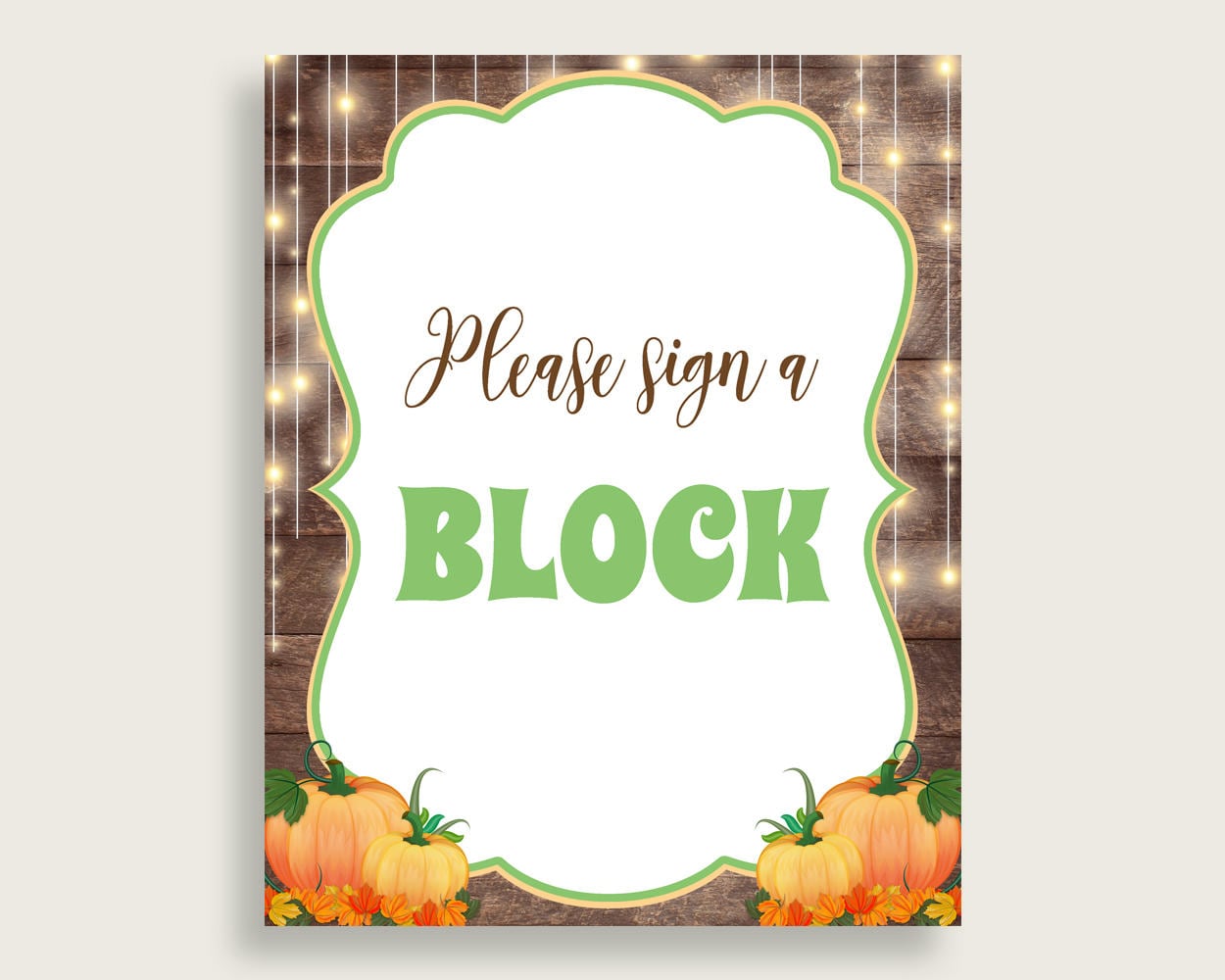 Brown Orange Please Sign A Block Sign and Decoarate A Block | Etsy